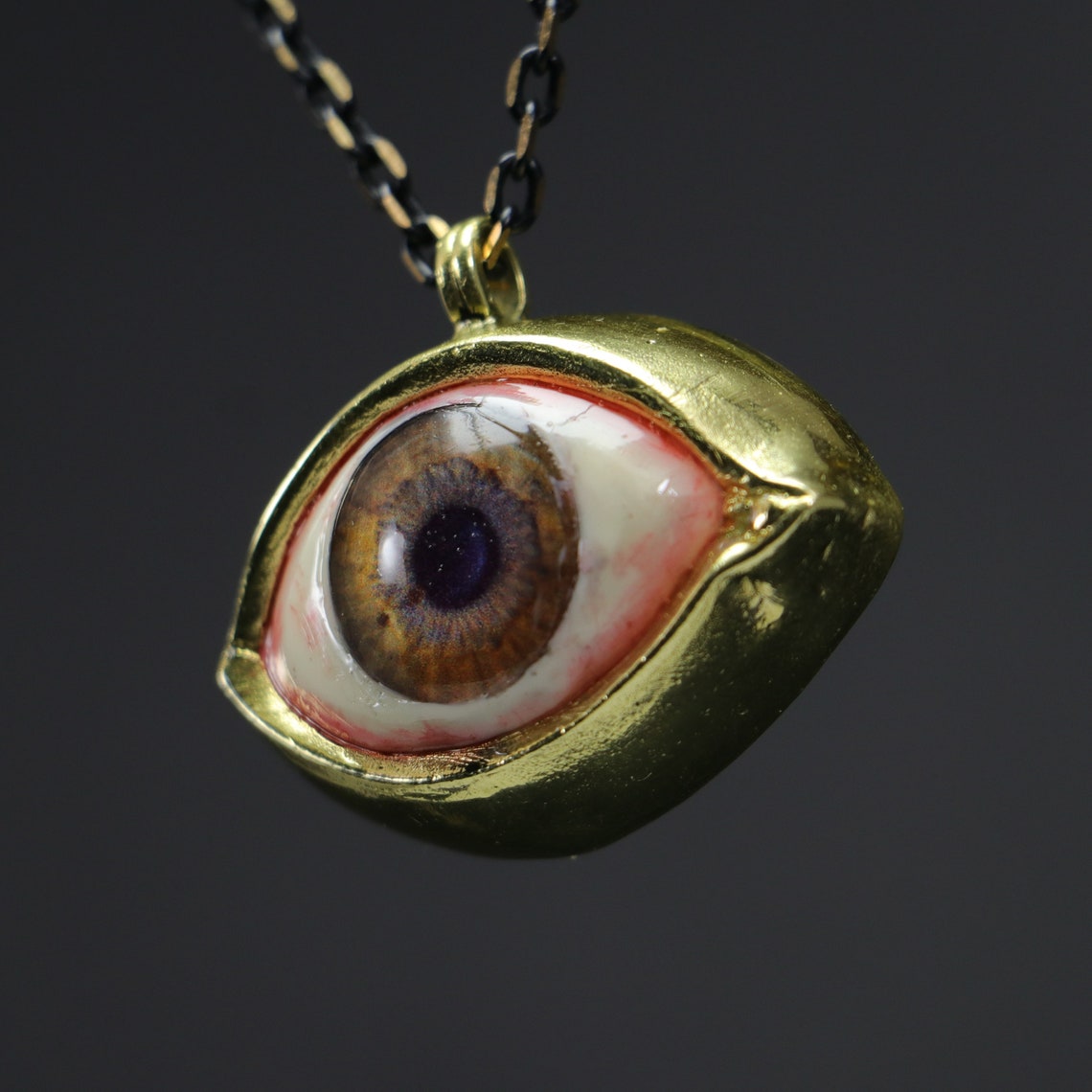 Human Third Brown Eye Necklace, Realistic Human Eye, Brown Evil Eye ...
