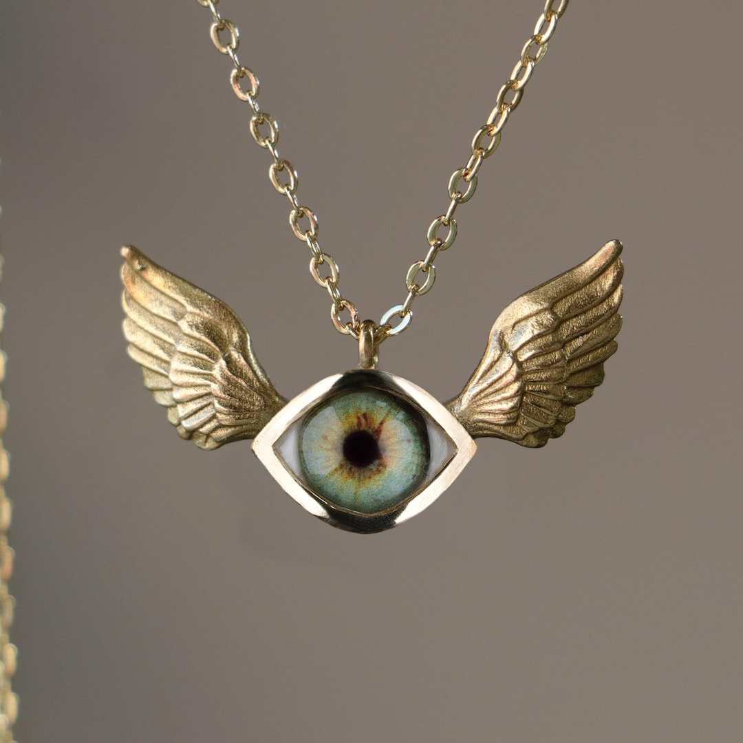 Handmade Mystic Eye Wings Pendant, Brass Talisman Necklace - Etsy