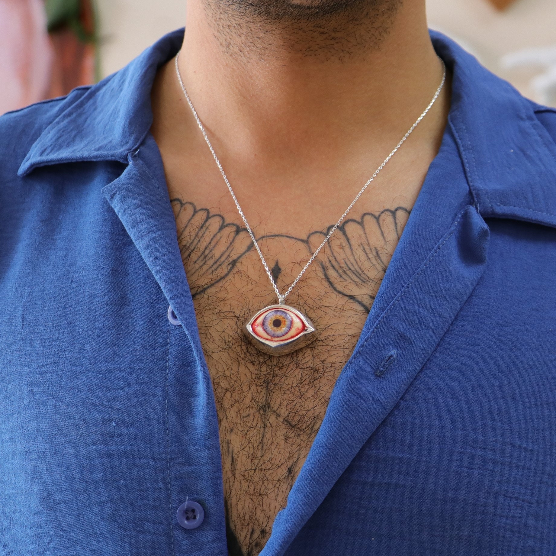 Blue Eye Pendant, Evil Eye Talisman Pendant, Glass Blue Eye Necklace ...