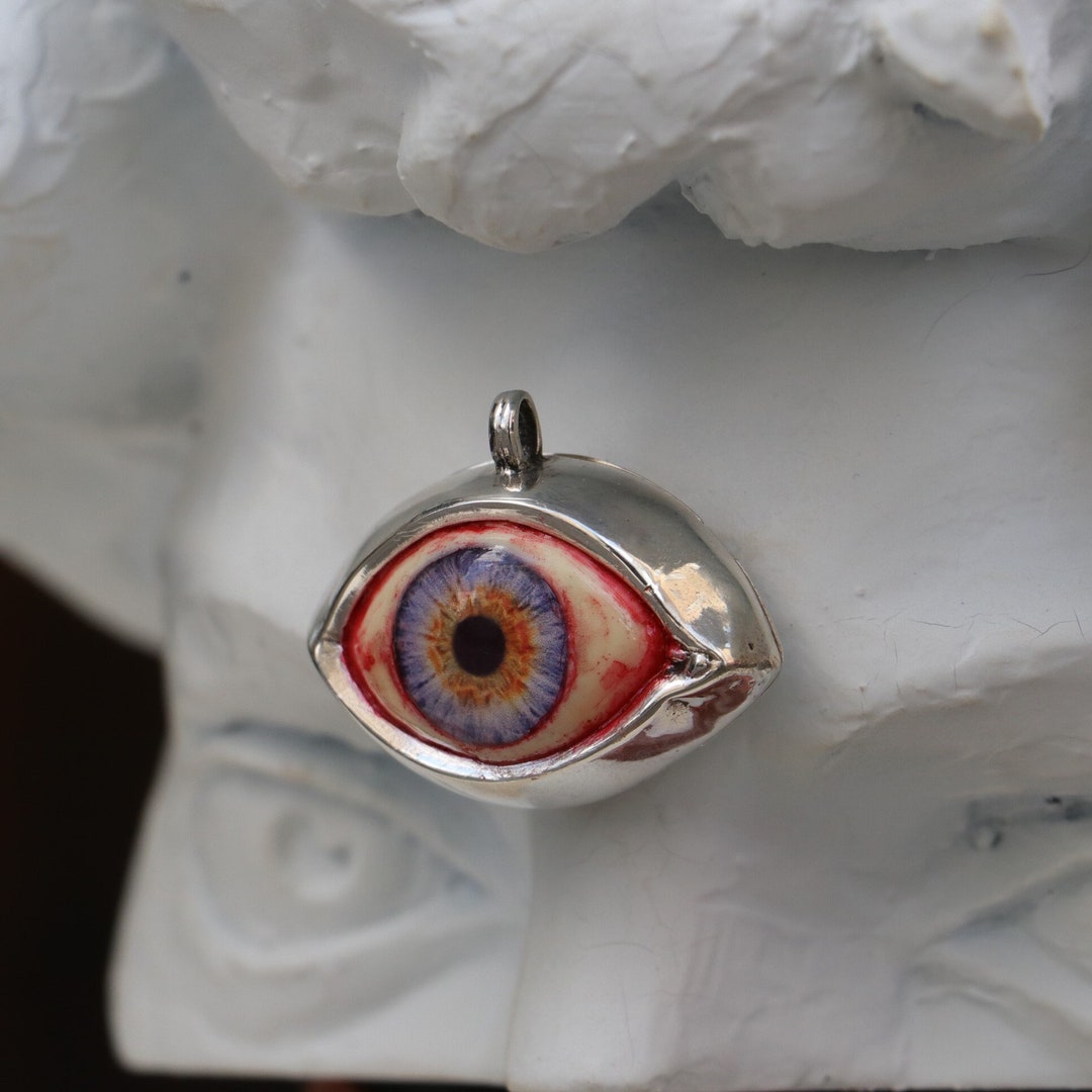 Blue Eye Pendant, Big Realistic Blue Eye Pendant, Silver Blue Eye ...