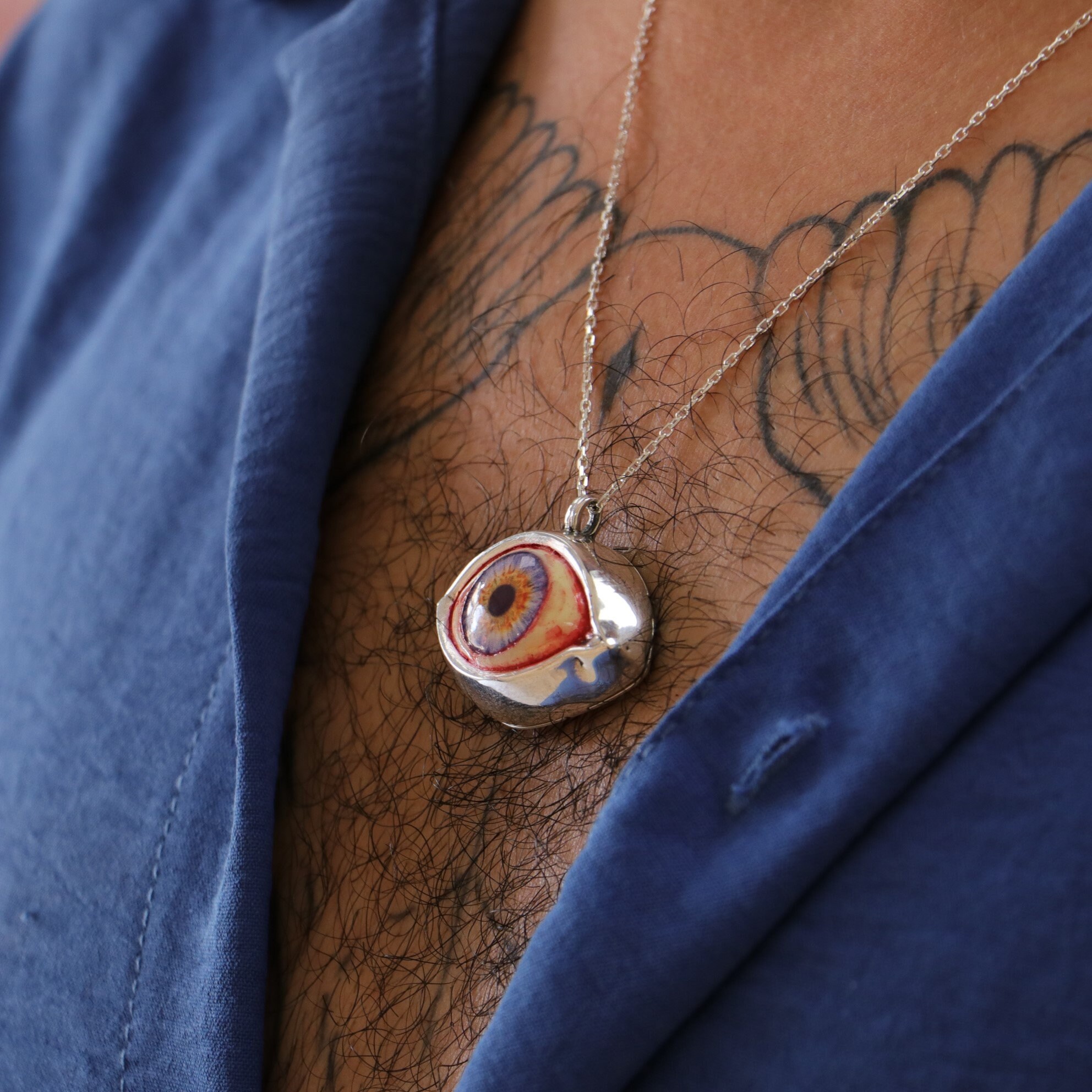 Blue Eye Pendant, Evil Eye Talisman Pendant, Glass Blue Eye Necklace ...