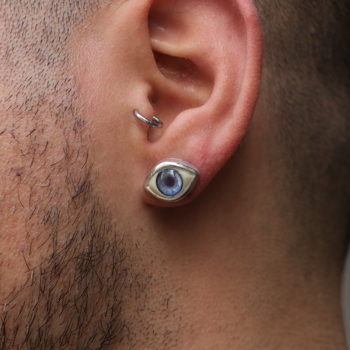 925 Silver Blue Eyeball Earring, Custom Eye Jewelry - Etsy