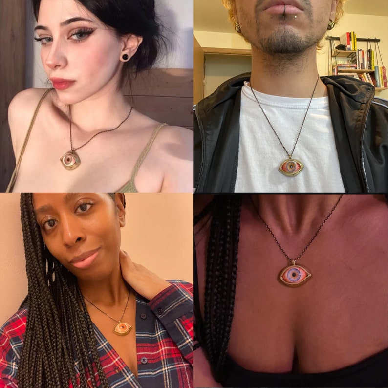 Human Third Brown Eye Necklace, Realistic Human Eye, Brown Evil Eye Necklace, Evil Eye ...