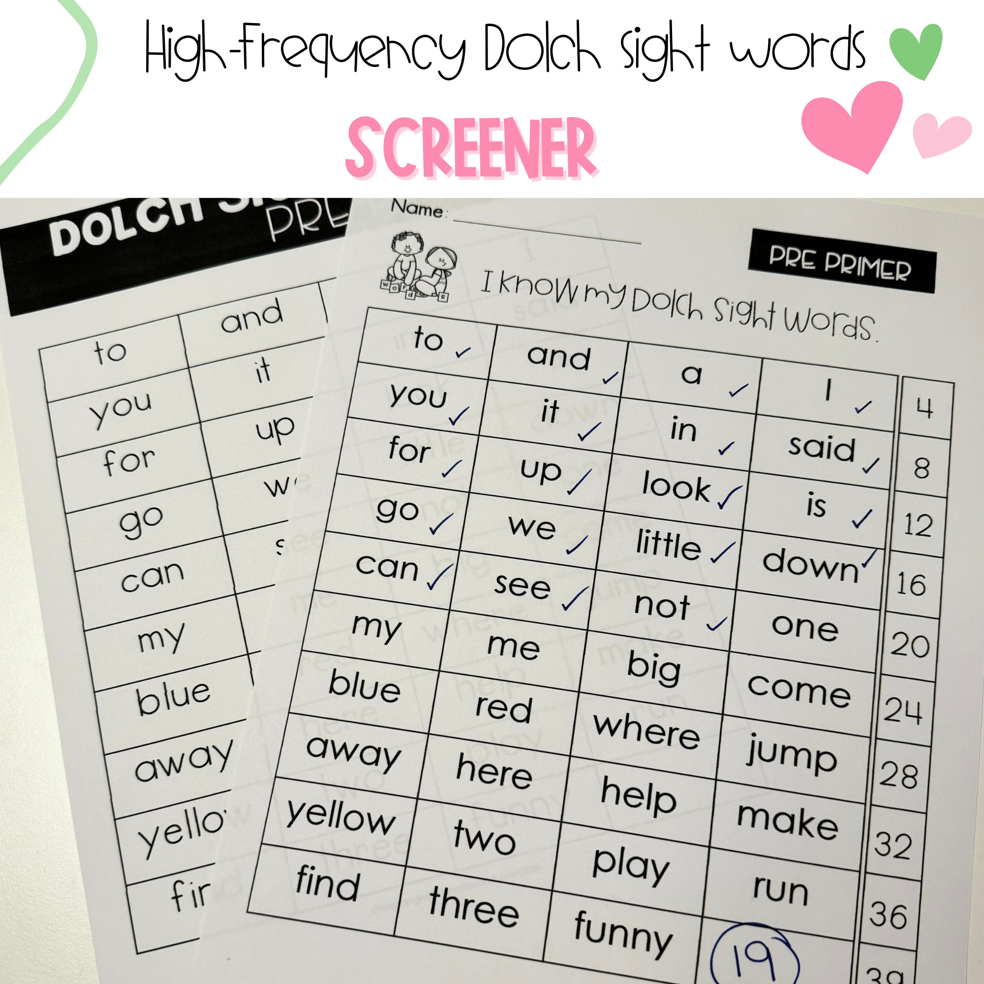 High-frequency Sight Word List and Practice Worksheets- Dolch Pre ...
