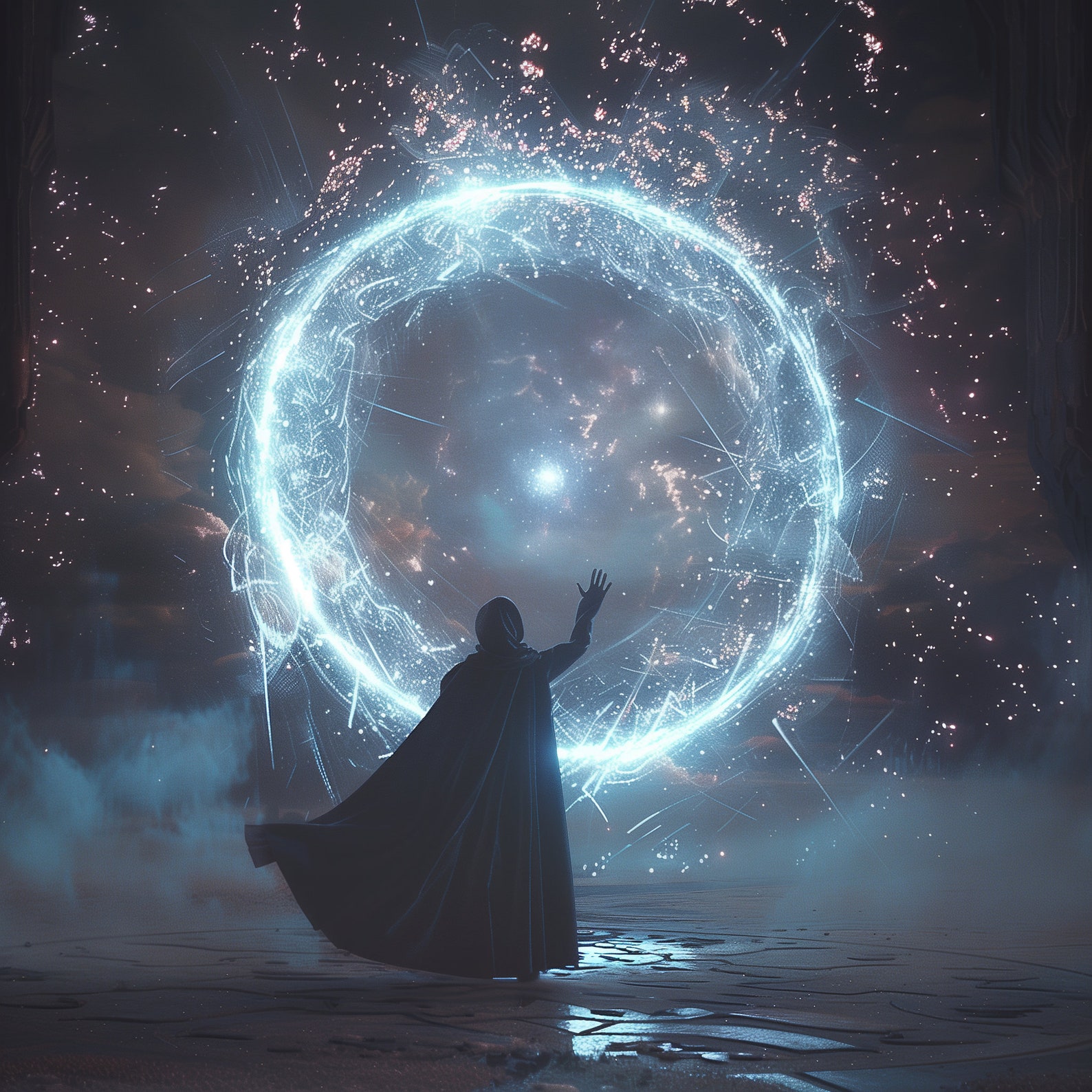 Captivating High Resolution Digital Art of a Wizard Summoning Water to ...