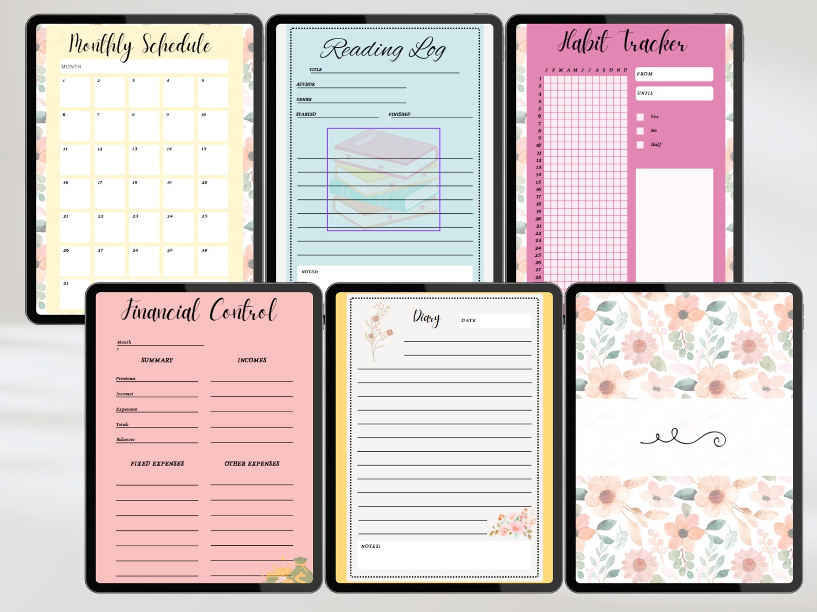 Chic Floral Digital Planner - Elegant Botanical E-planner for Daily ...