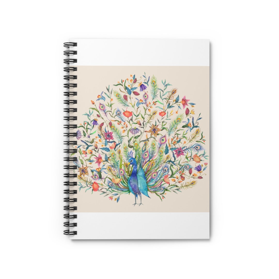 Open Feathers Peacock Spiral Notebook - Ruled Line - Etsy