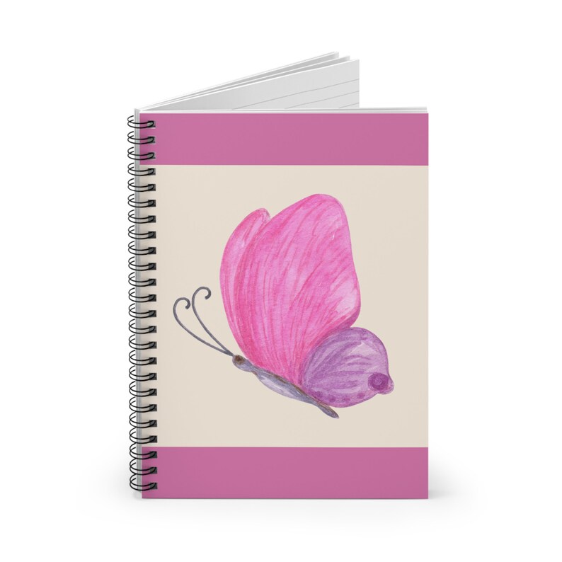 Pink Butterfly Spiral Notebook - Ruled Line - Etsy