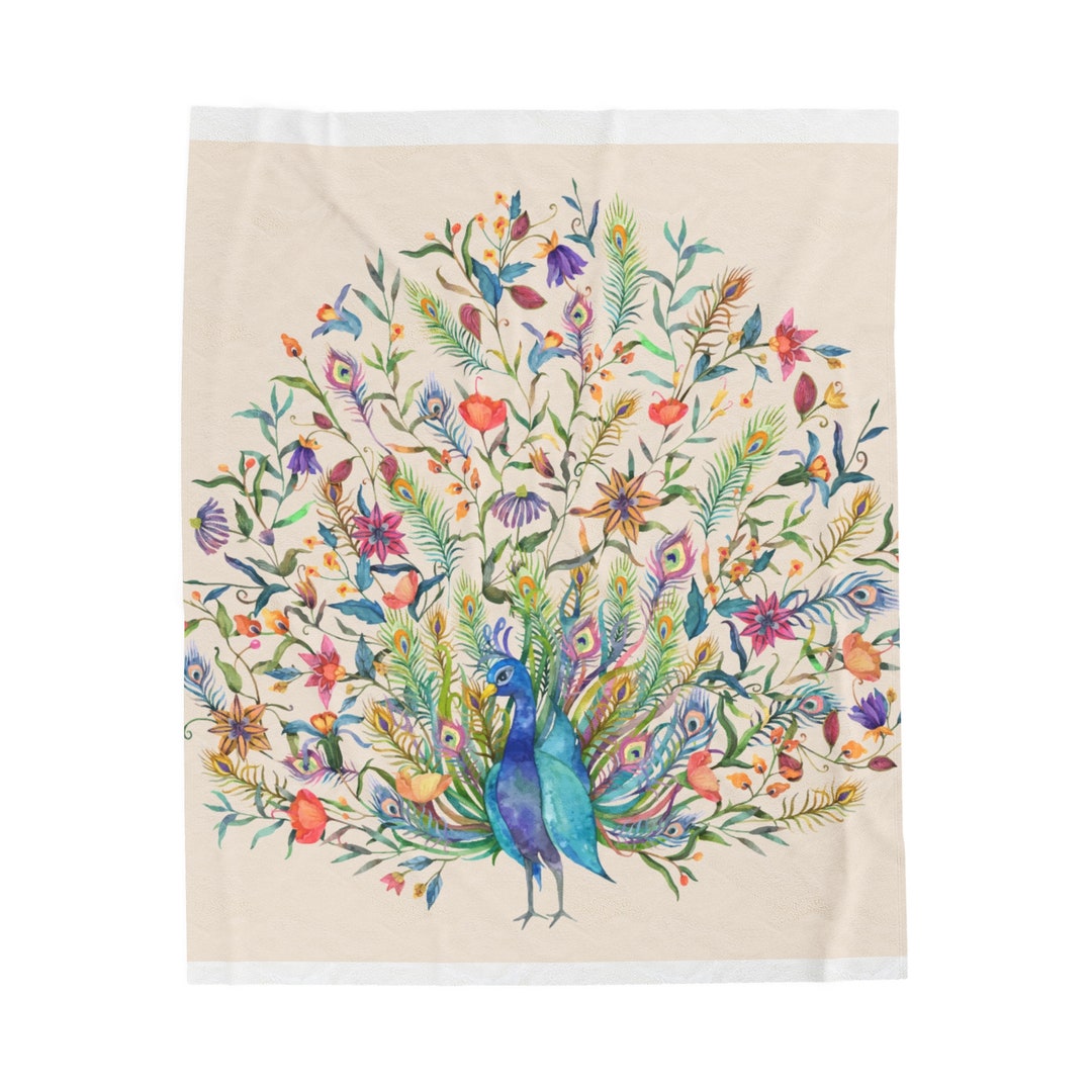Open Feathers Peacock Velveteen Plush Blanket - Etsy
