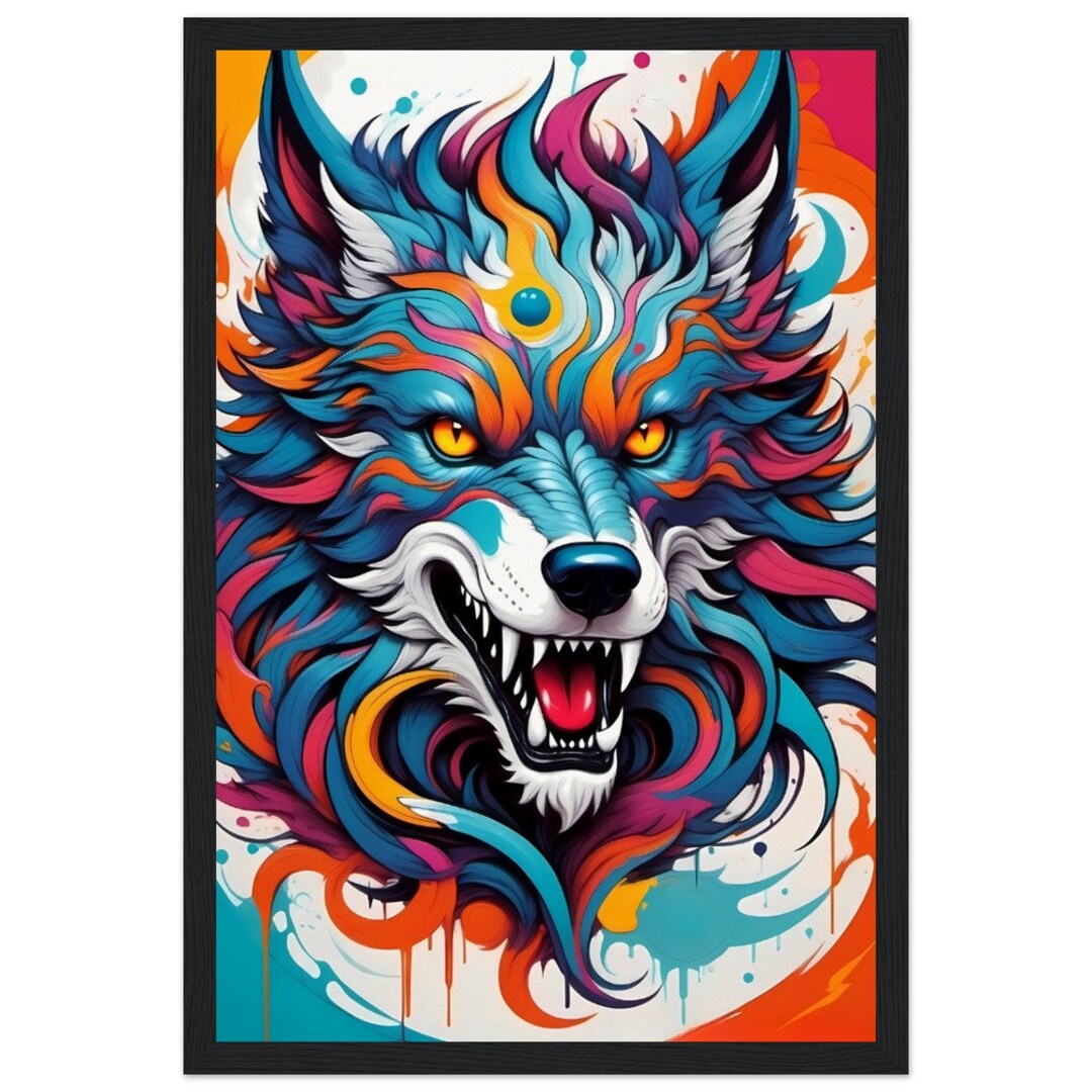 Colorful Pop Fenrir, Wall Art Home Decor, Framed Poster, Metal Prints ...