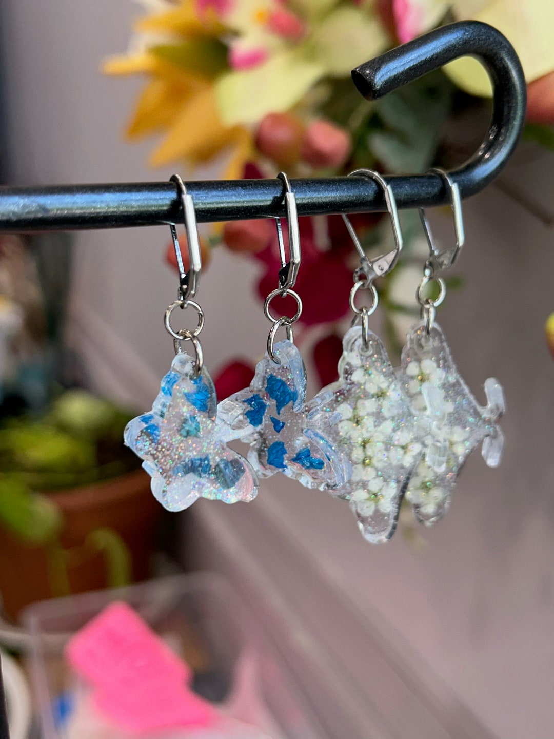 Custom Resin Butterfly or Moth Earrings With Iridescent Glitter ...