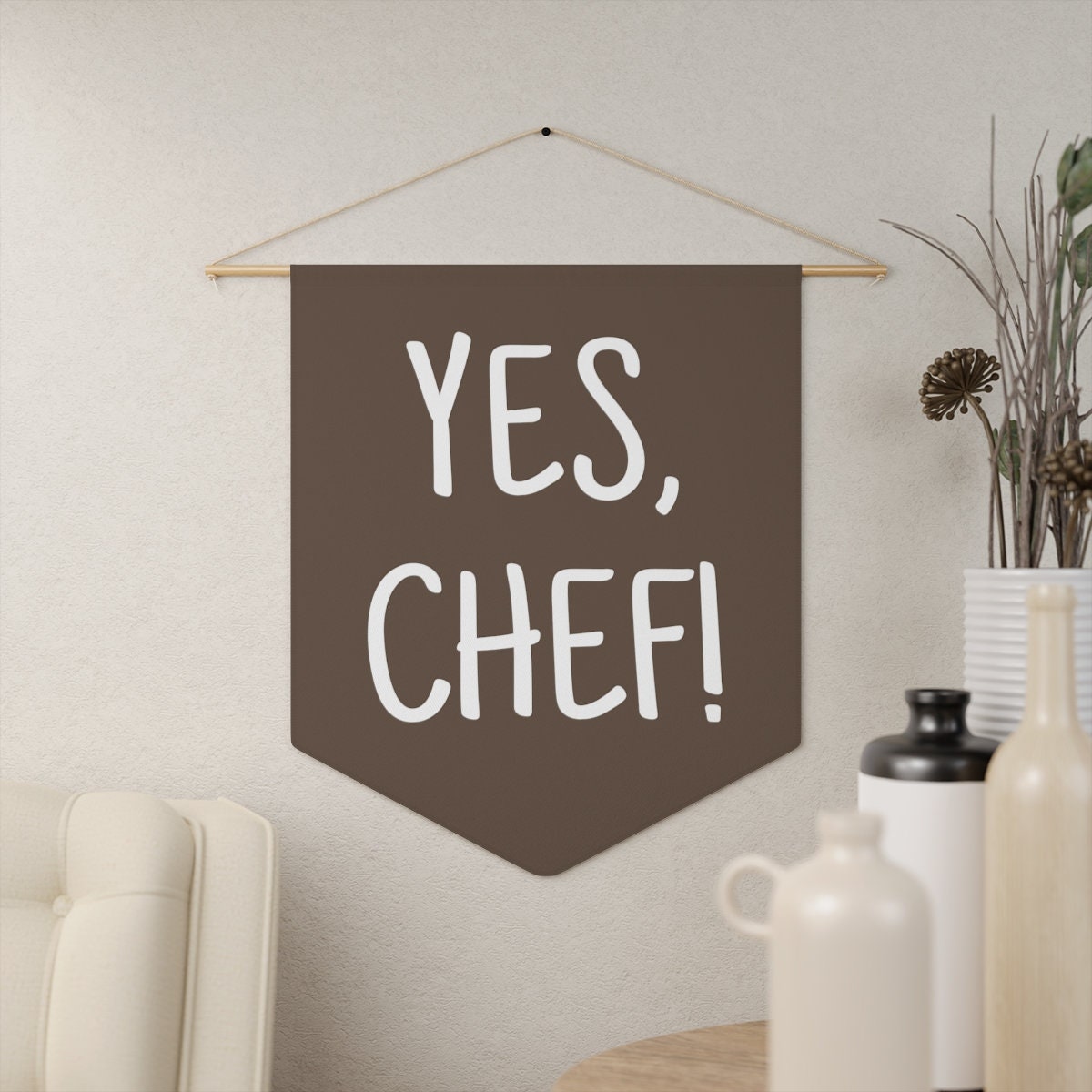 Yes Chef Pennant, Yes Chef Sign, Kitchen Decor, Yes Chef Canvas Flag ...