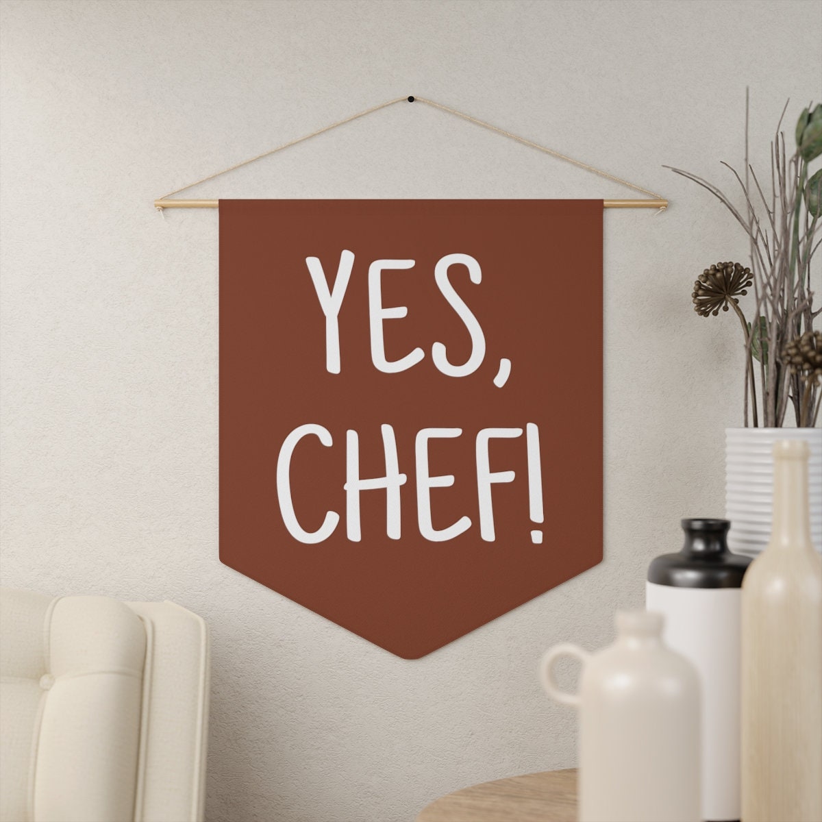 Yes Chef Pennant, Yes Chef Sign, Kitchen Decor, Yes Chef Canvas Flag ...