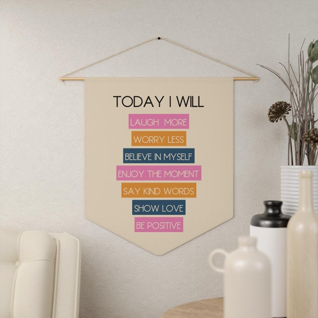Today I Will Affirmations Banner, Goal Affirmations for Kids, Calming ...