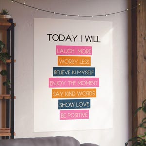Today I Will Poster, Goal Affirmations for Kids, Calming Corner ...