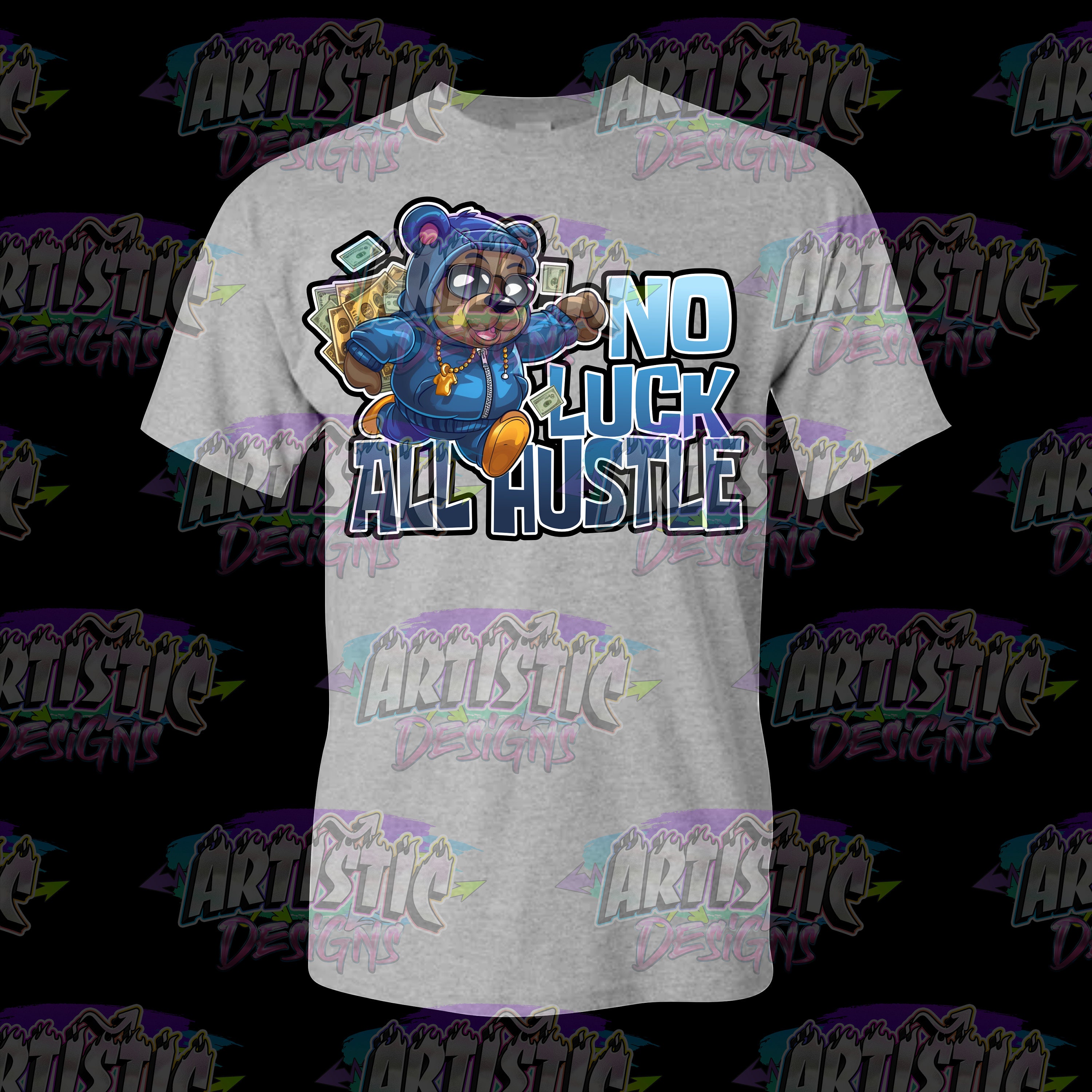 No Luck All Hustle Png Clipart Vector Teddy Bear - Etsy