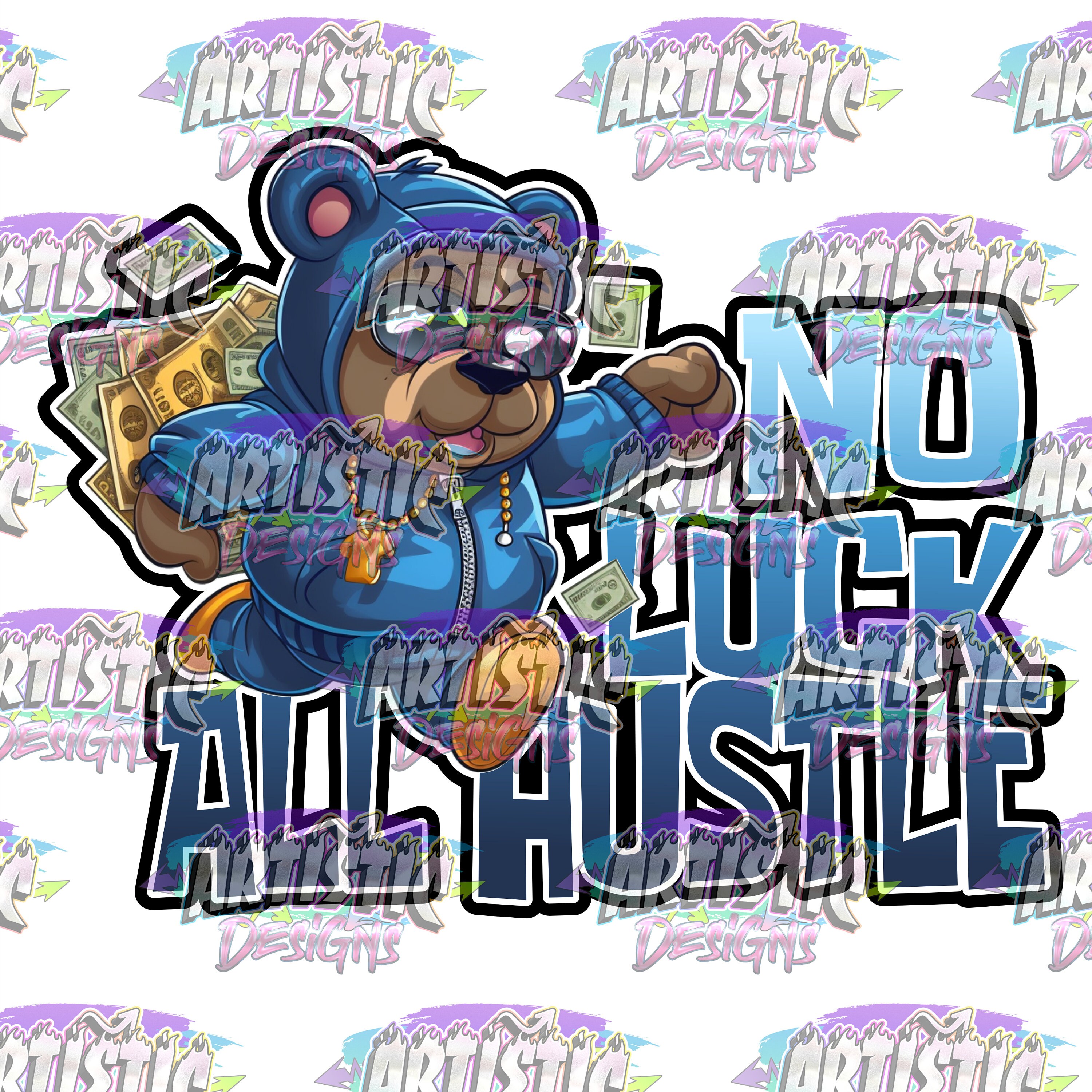 No Luck All Hustle Png Clipart Vector Teddy Bear - Etsy