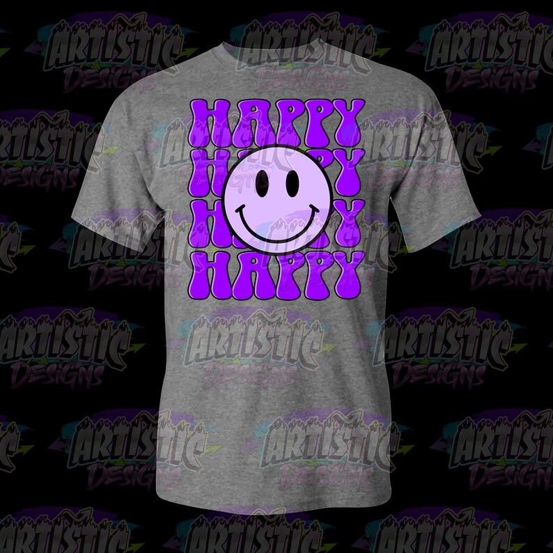 Purple Retro Groovy Hippie Font Stacked Happy Smiley Face Design Png - Etsy