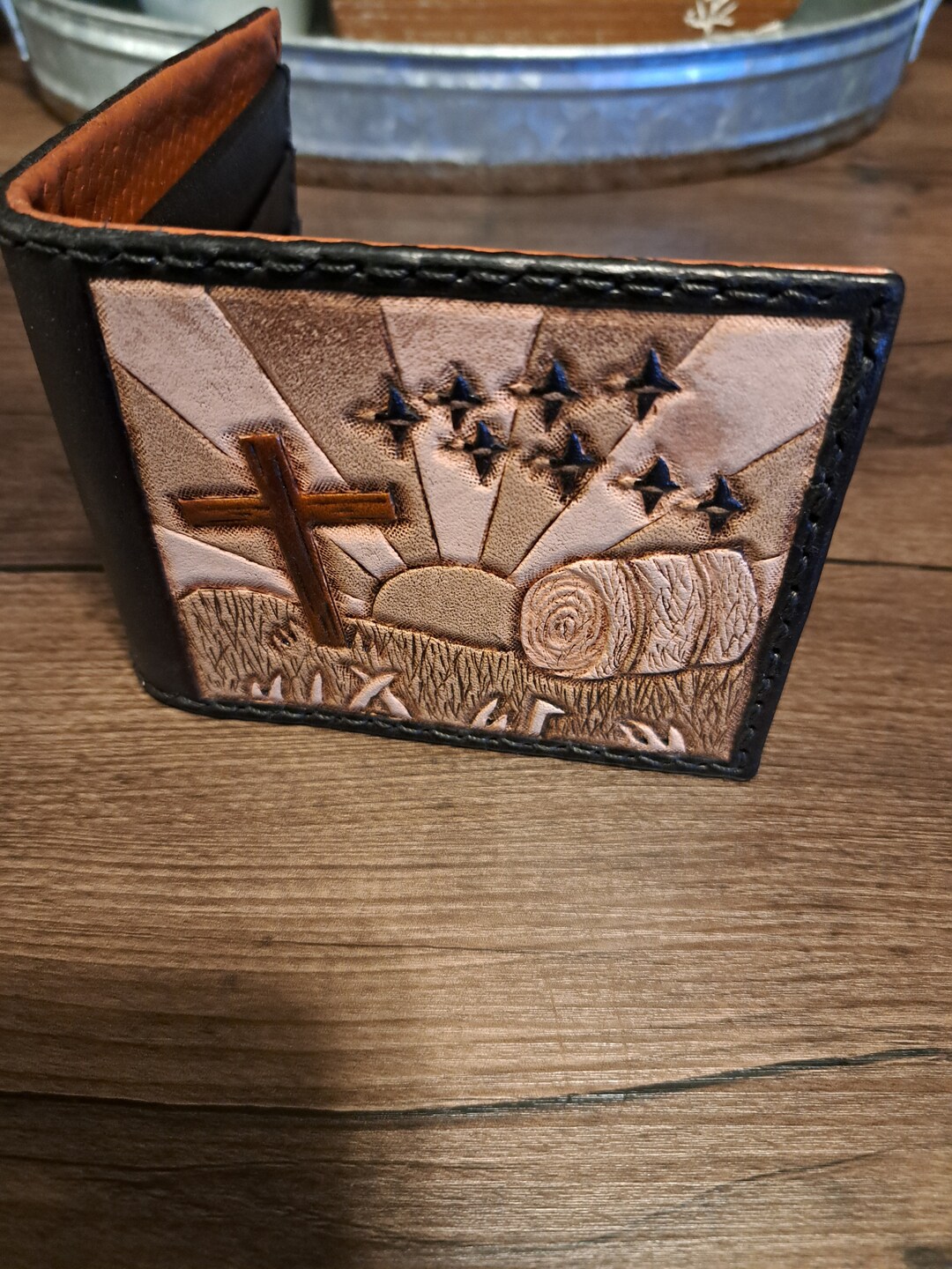 Gods Country Custom Bi-fold Wallet Handtooled - Etsy
