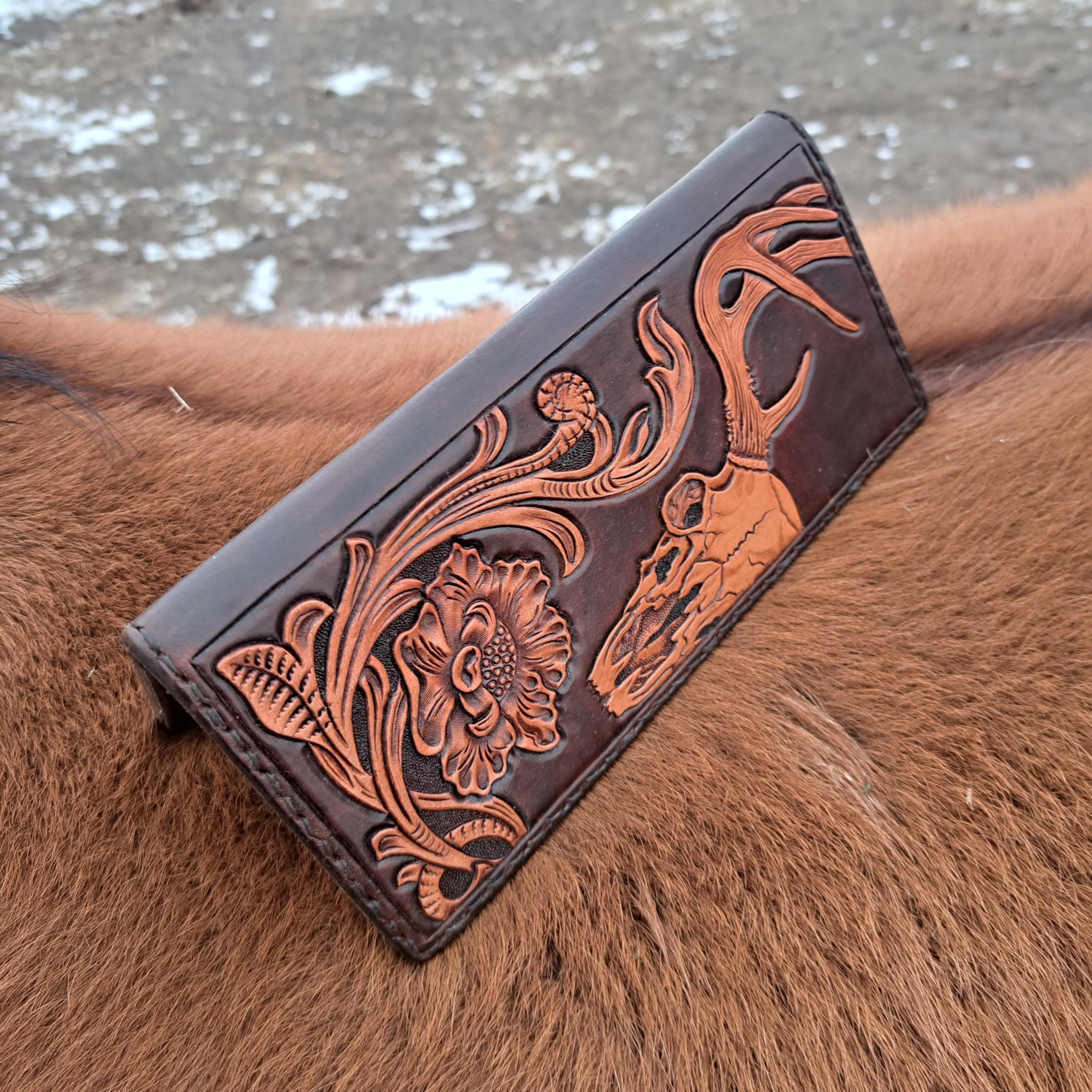 Handtooled Roper/ Long Wallet - Etsy