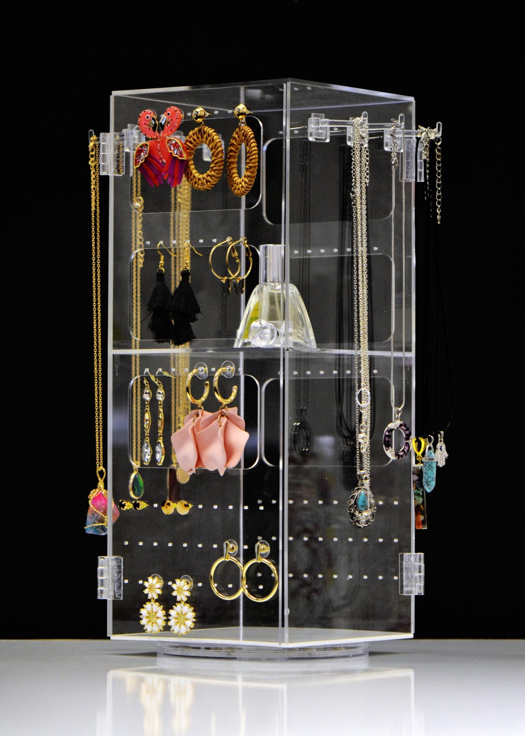 Rotating Acrylic Jewelry Organizer Elegant Design for Earring ...