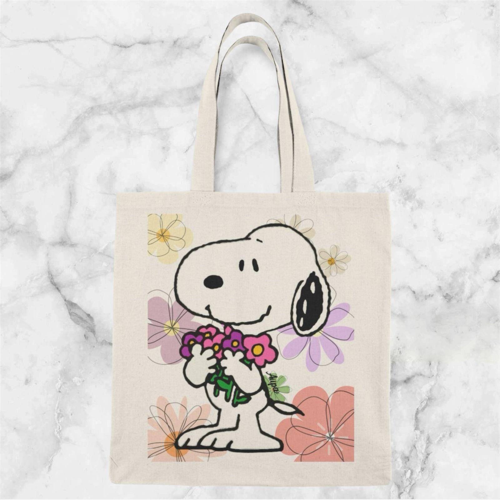 Peanuts snoopy Natural Tote Bag - Etsy