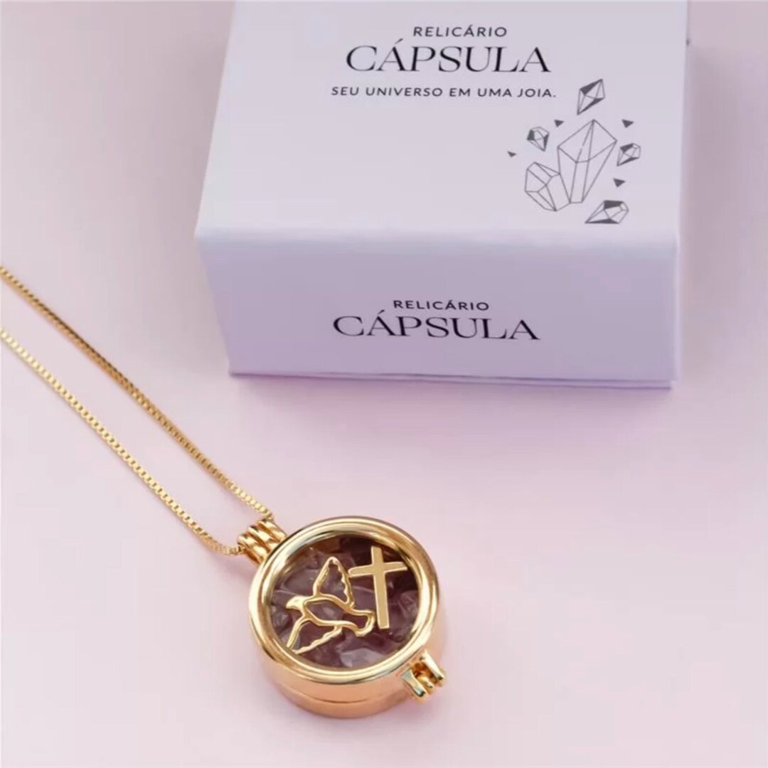 Capsule Collection: 18K Gold Plated Necklace With Faith and Dove ...