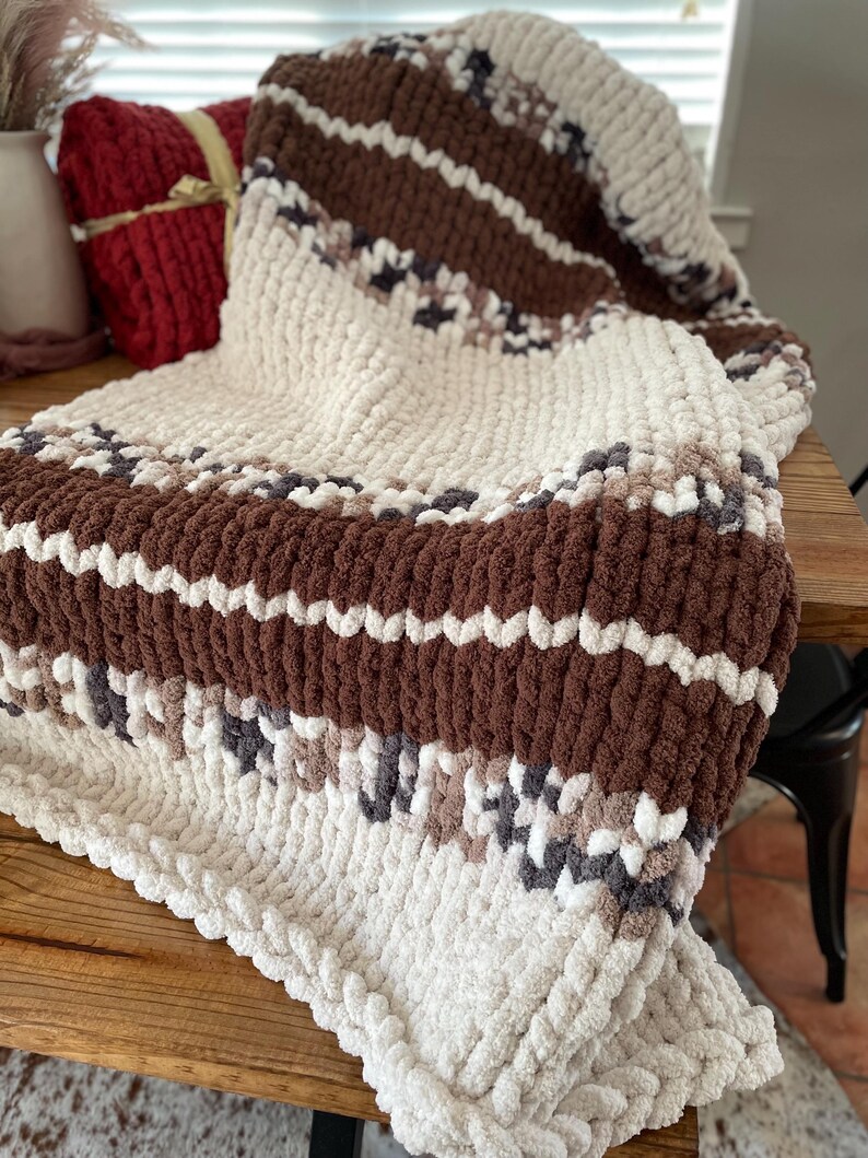 Neutral Chunky Knit Blanket - Etsy
