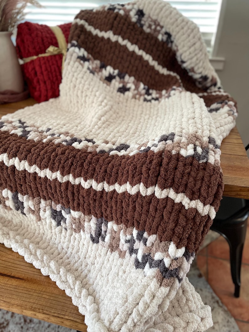 Neutral Chunky Knit Blanket - Etsy