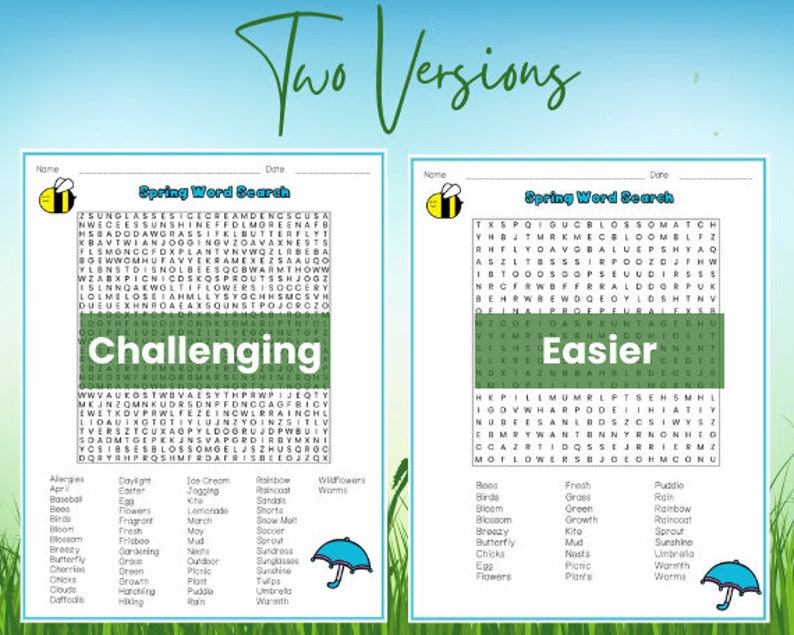 Spring Word Search Printable Spring Activities for Adults & Kids Spring ...