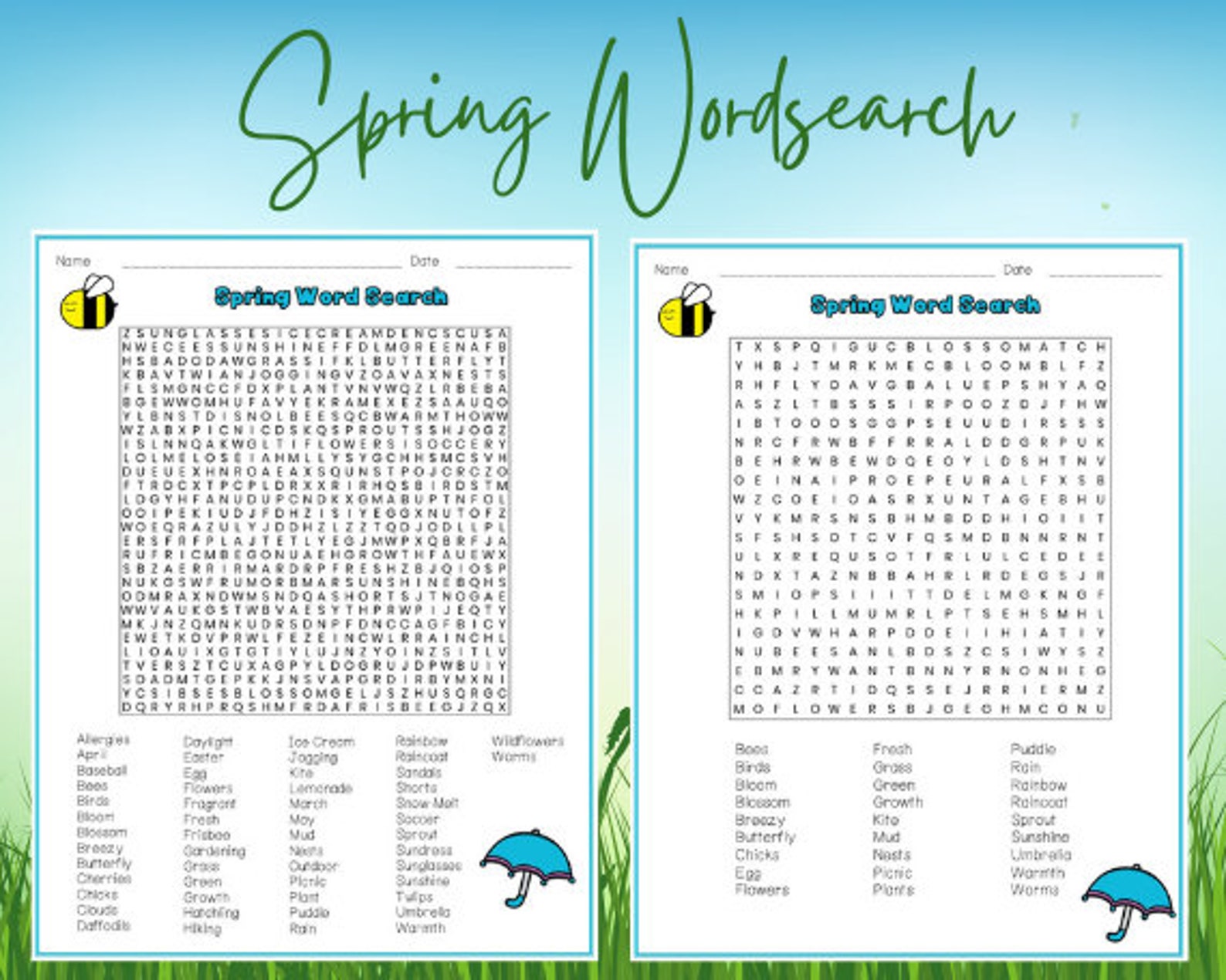 Spring Word Search Printable Spring Activities for Adults & Kids Spring ...