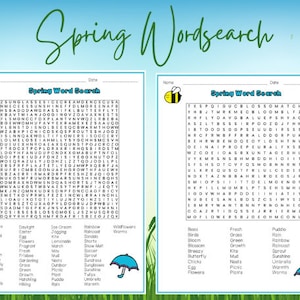 Spring Word Search Printable Spring Activities for Adults & Kids Spring ...