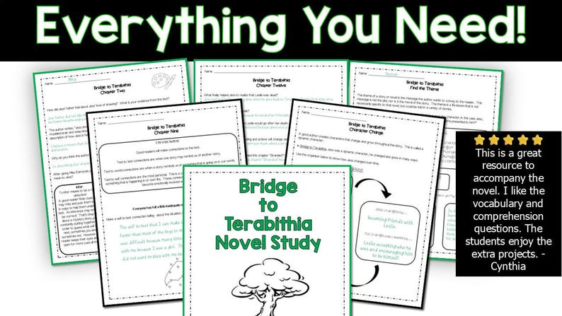 Bridge to Terabithia Novel Study Unit - Bridge to Terabithia Book Unit ...