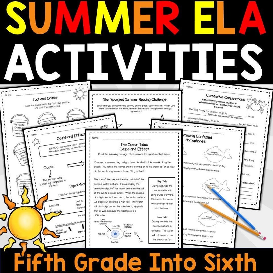 Summer Learning Activities for Fifth & Sixth Graders - Etsy
