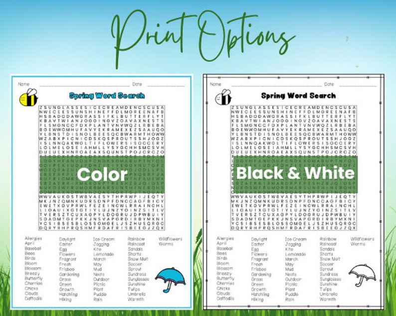 Spring Word Search Printable Spring Activities for Adults & Kids Spring ...