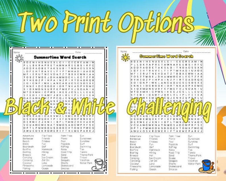 Summer Word Search Printable Summer Games Summer Activities for Adults ...