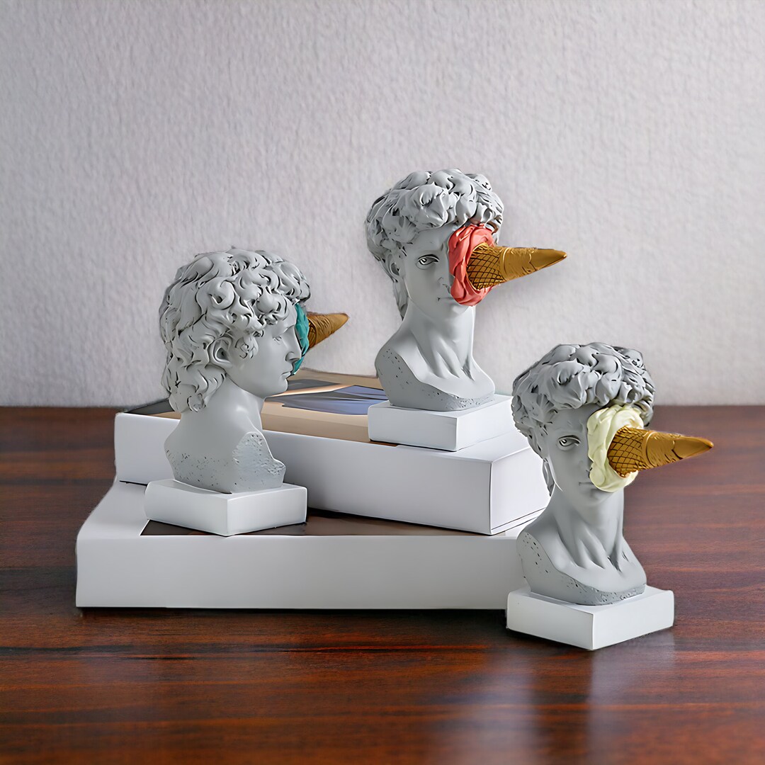 David Ice Cream Statue Funny Minimalist Sculpture for Office and Home ...