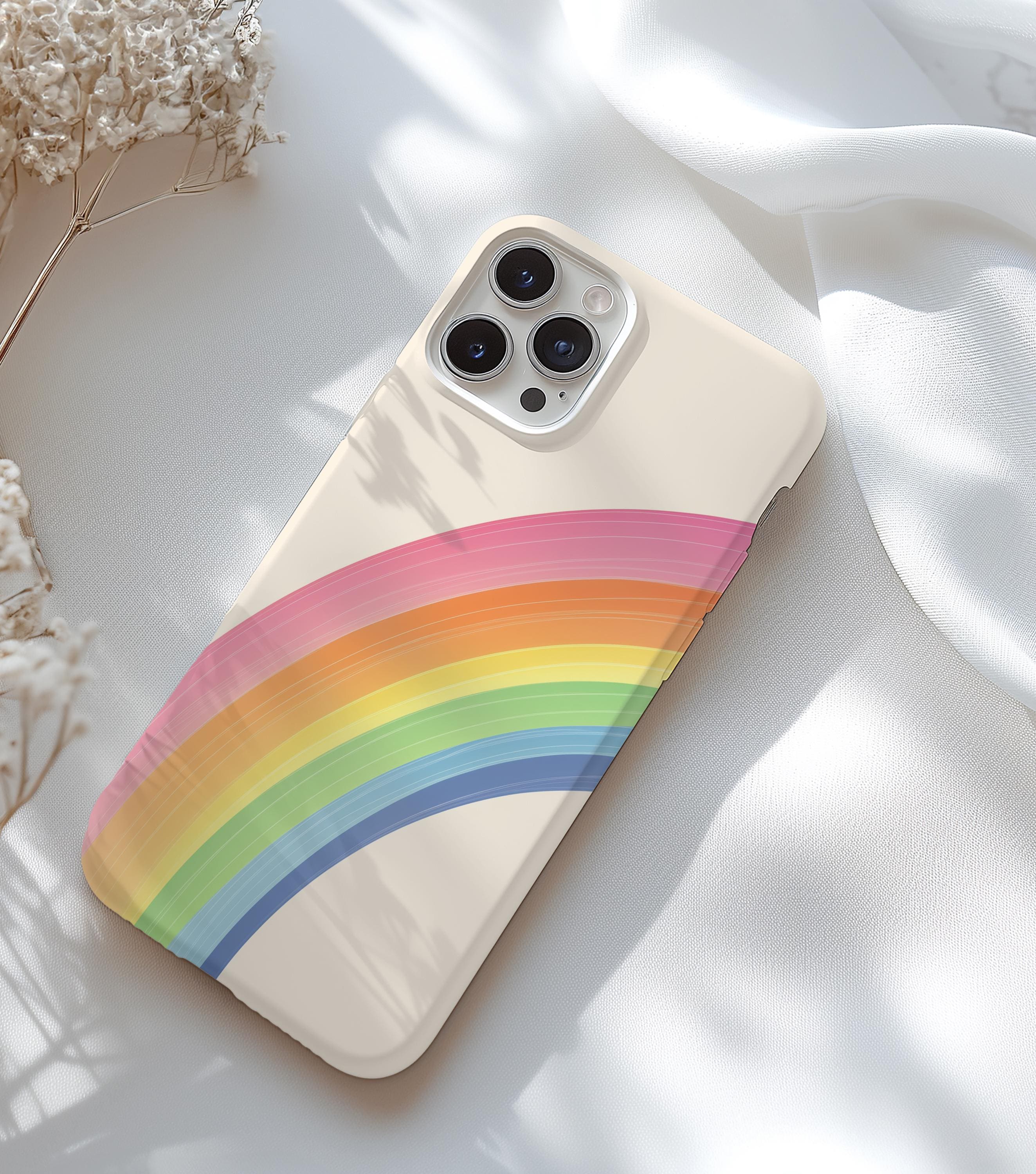 Pastel Rainbow Custom Phone Case Aesthetic iPhone Cover Minimalist ...