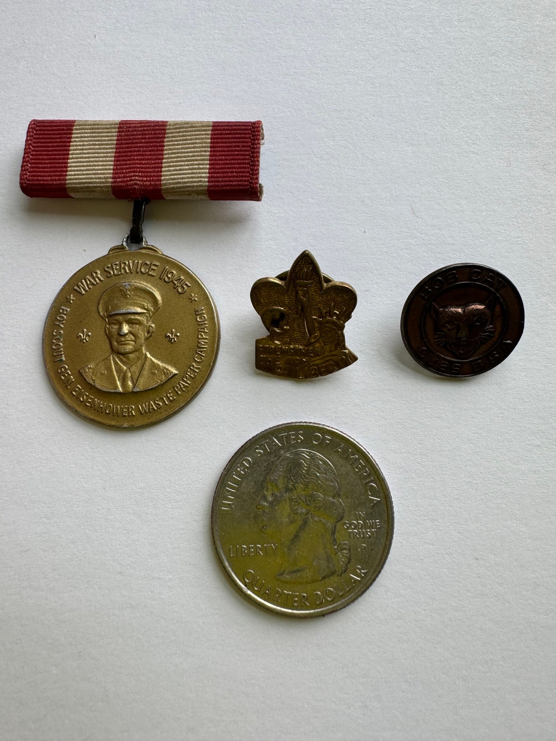 Vintage Boy Scout War Service Medal 1945 , Bob Cat Cubs, Strengthen the ...