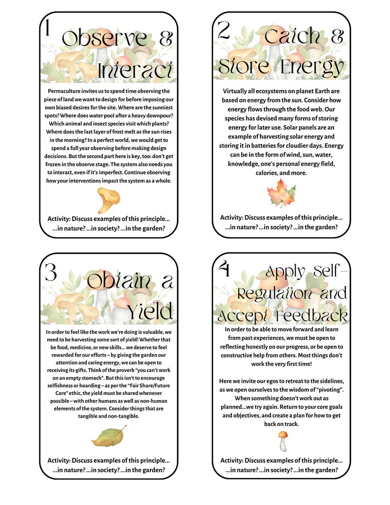 Permaculture Principles Activity Cards FLASH CARDS Digital Download PDF ...