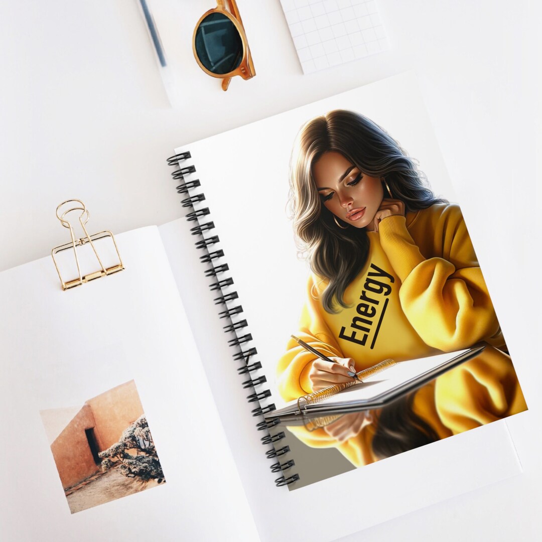 Women's Notebook With Ruled Lines, Yellow Energy Design With 118 Pages ...