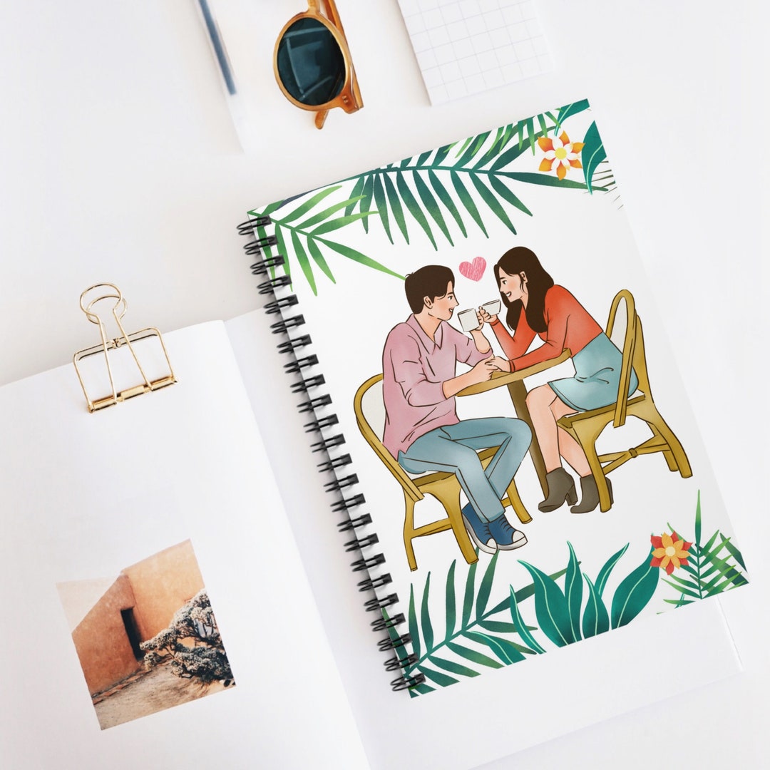 Spiral Notebook With Lines, Couple in Love Cover Workbook With 118 ...