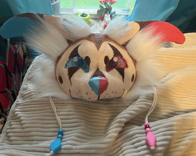 Blue and Pink Jester Styled Animal Mask [read Description] - Etsy