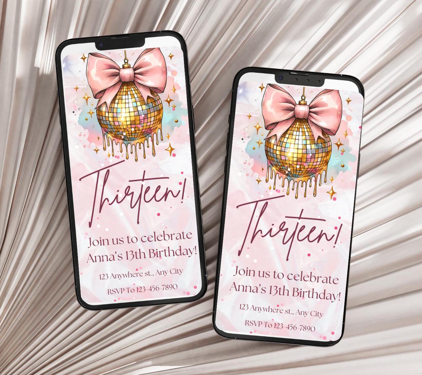 Coquette 13th Birthday Invitation | 13th Birthday Invitation Girl ...