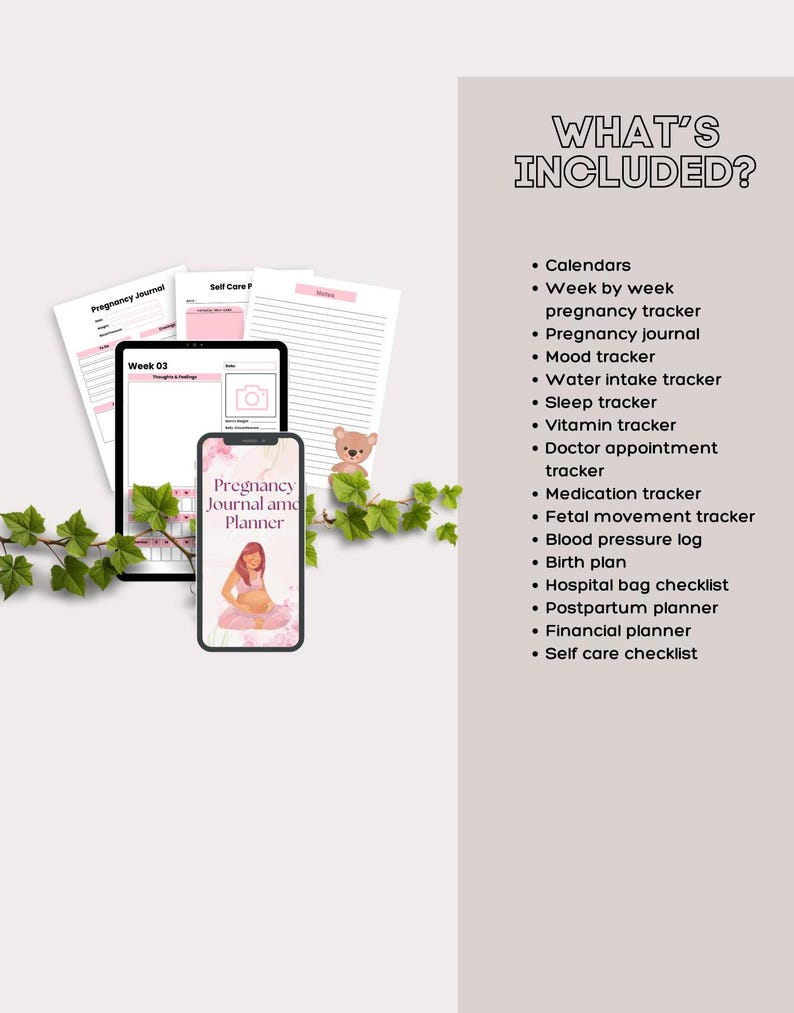 Digital Pregnancy Journal | Canva Planner, First Time Mom (digital ...