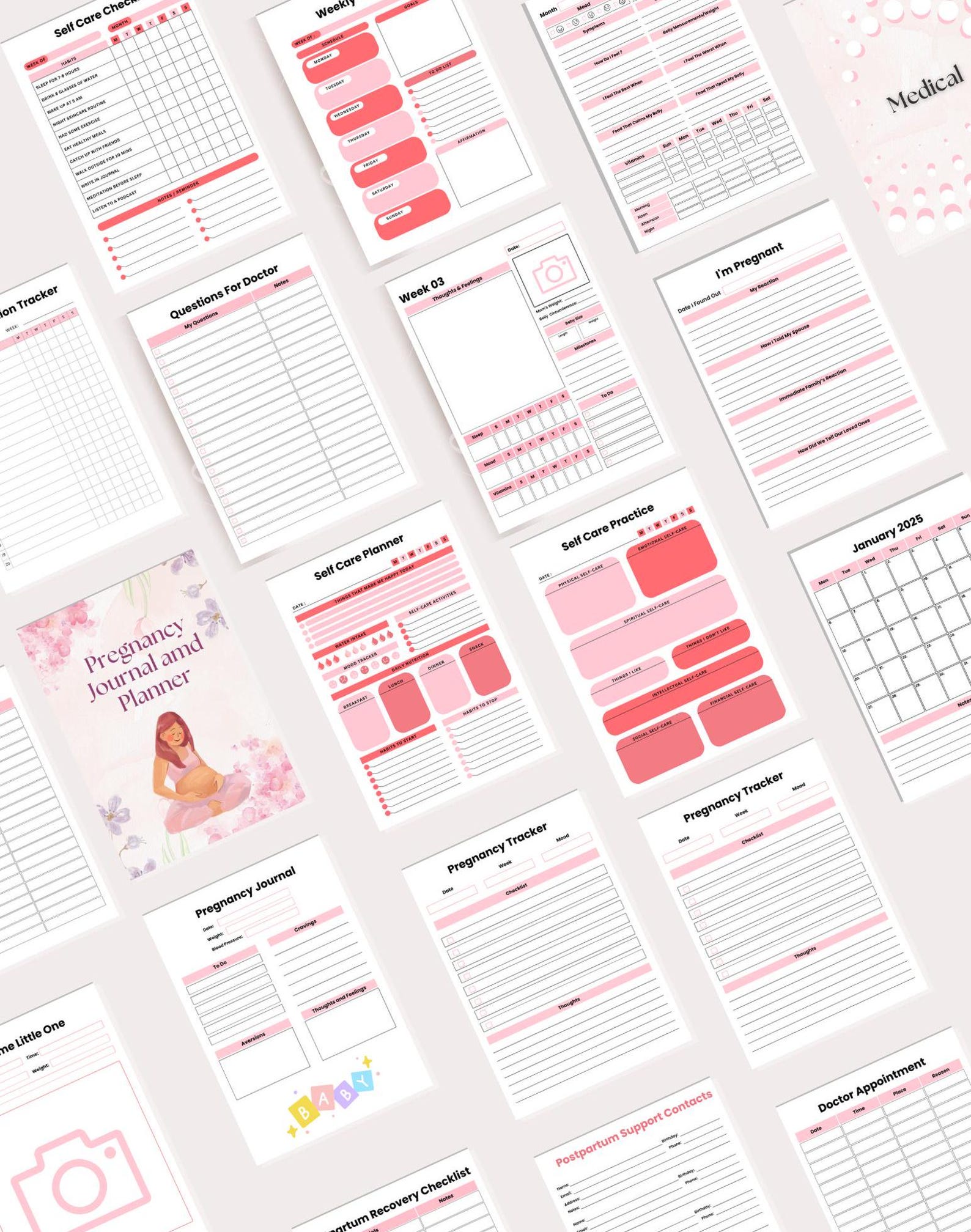 Digital Pregnancy Journal | Canva Planner, First Time Mom (digital ...