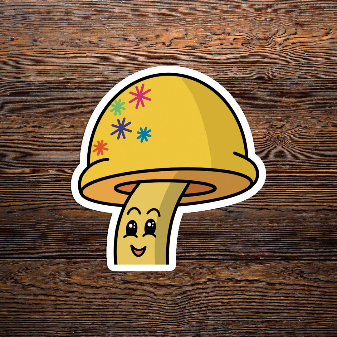 Francis the Happy Yellow Mushroom Sticker, Cryptid, Paranormal ...