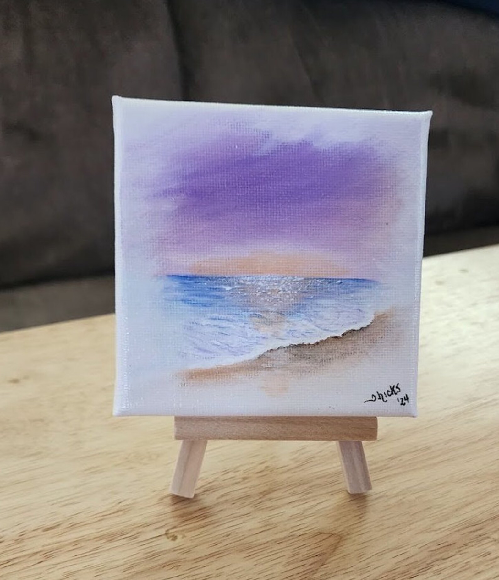 Sea and Beach Mini Canvas . Sea and Beach Acrylic Painting. Mini ...