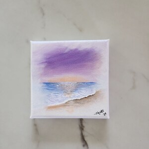 Sea and Beach Mini Canvas . Sea and Beach Acrylic Painting. Mini ...