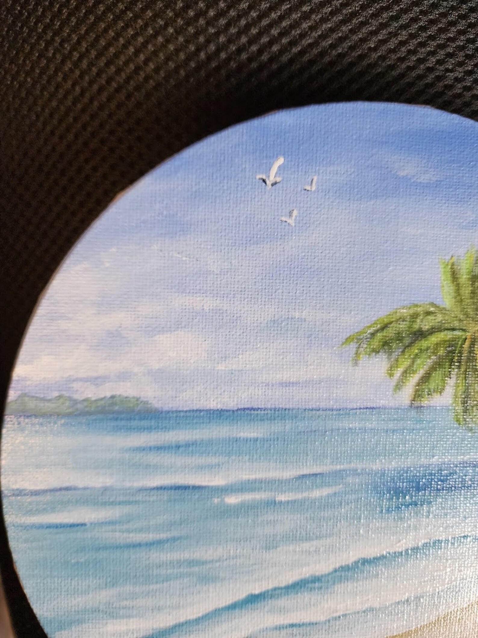 Tropical Beach Acrylic Painting on an 8 Inch Round Circle. Painting is ...